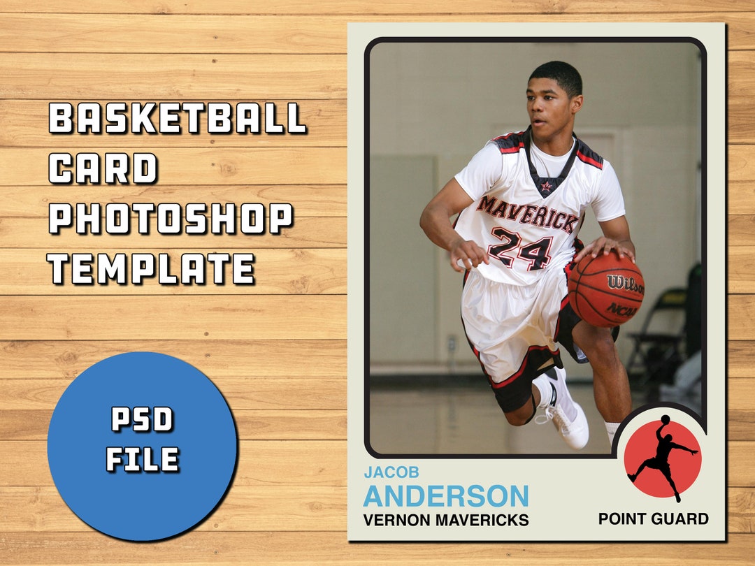 Retro 1970s Vintage Style Basketball Card Template for Photoshop - Etsy