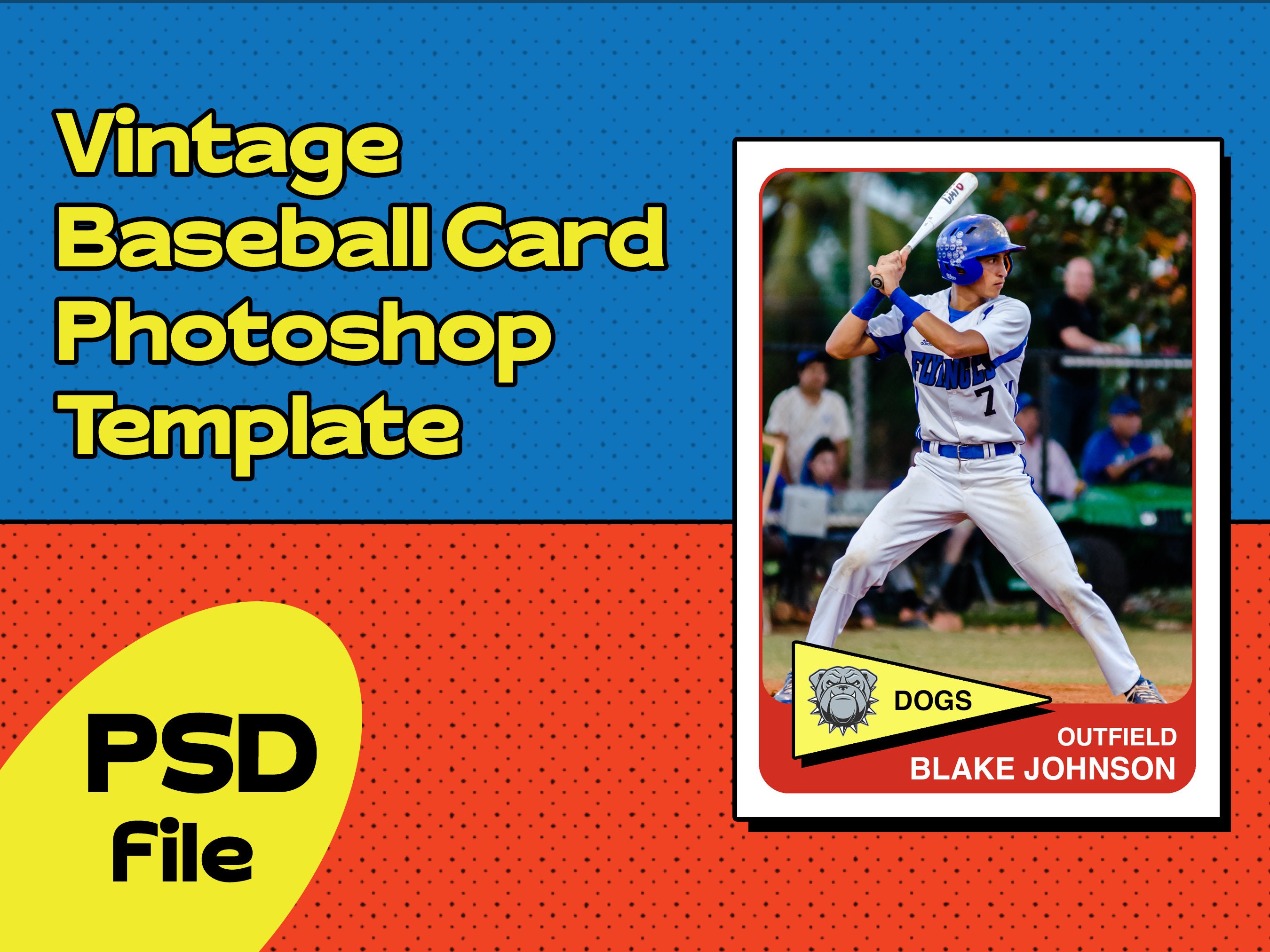 60's Style Vintage Baseball Card Template | Retro Vintage Style 1960's ...