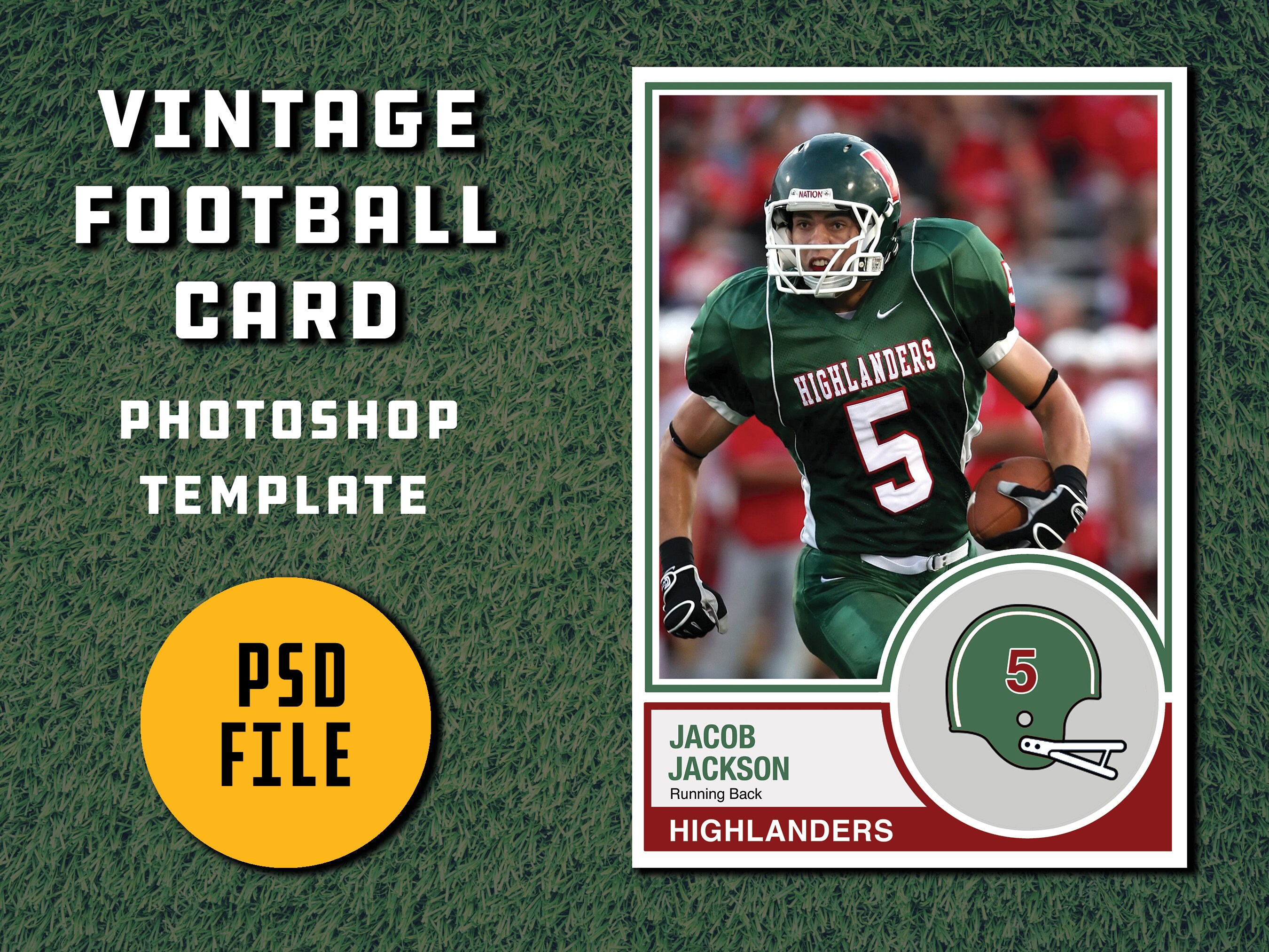 Retro 1980s Style Football Card Template for Photoshop - Etsy