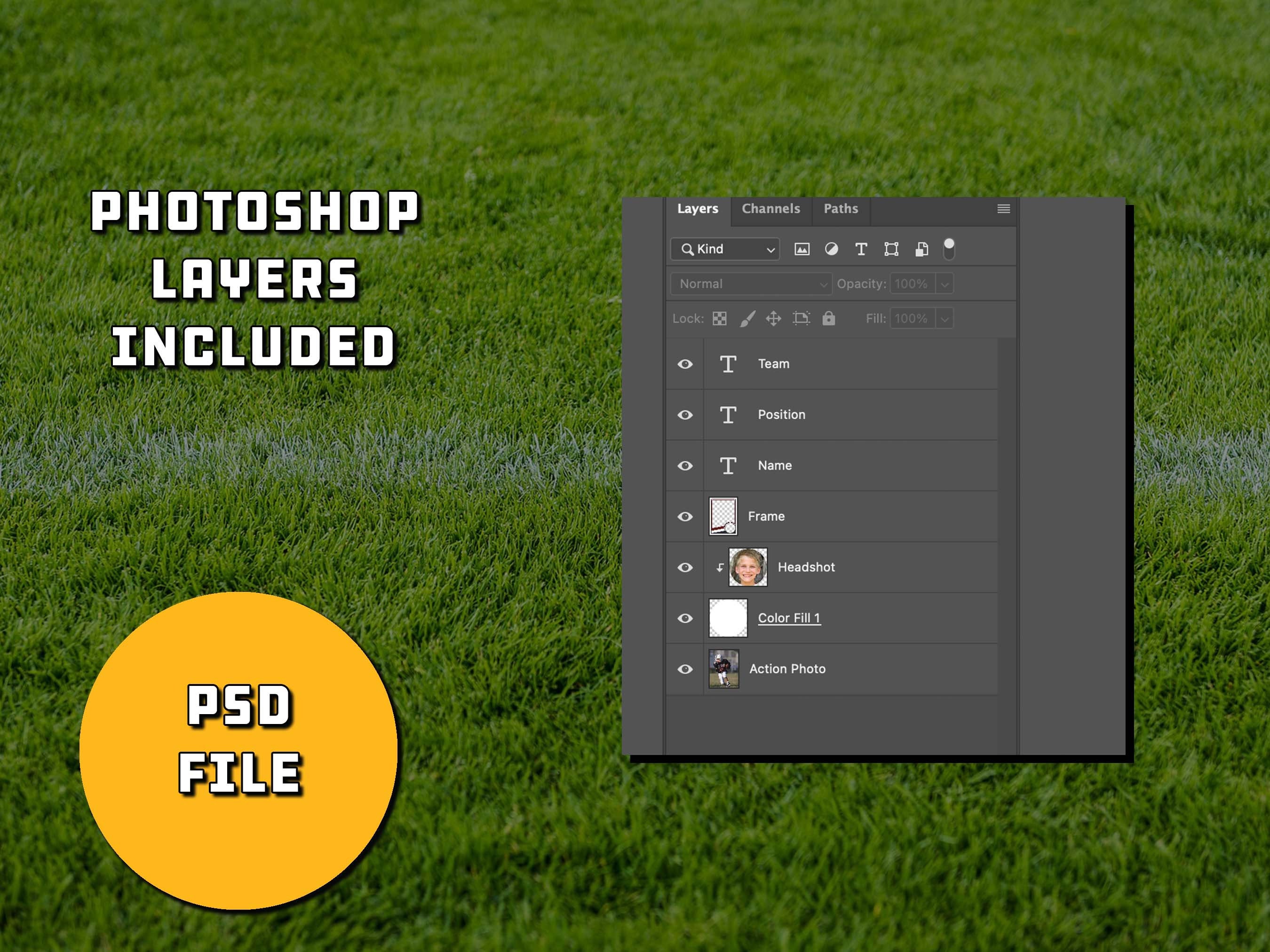 1980s Style Football Card Template for Photoshop | PSD File Instant ...
