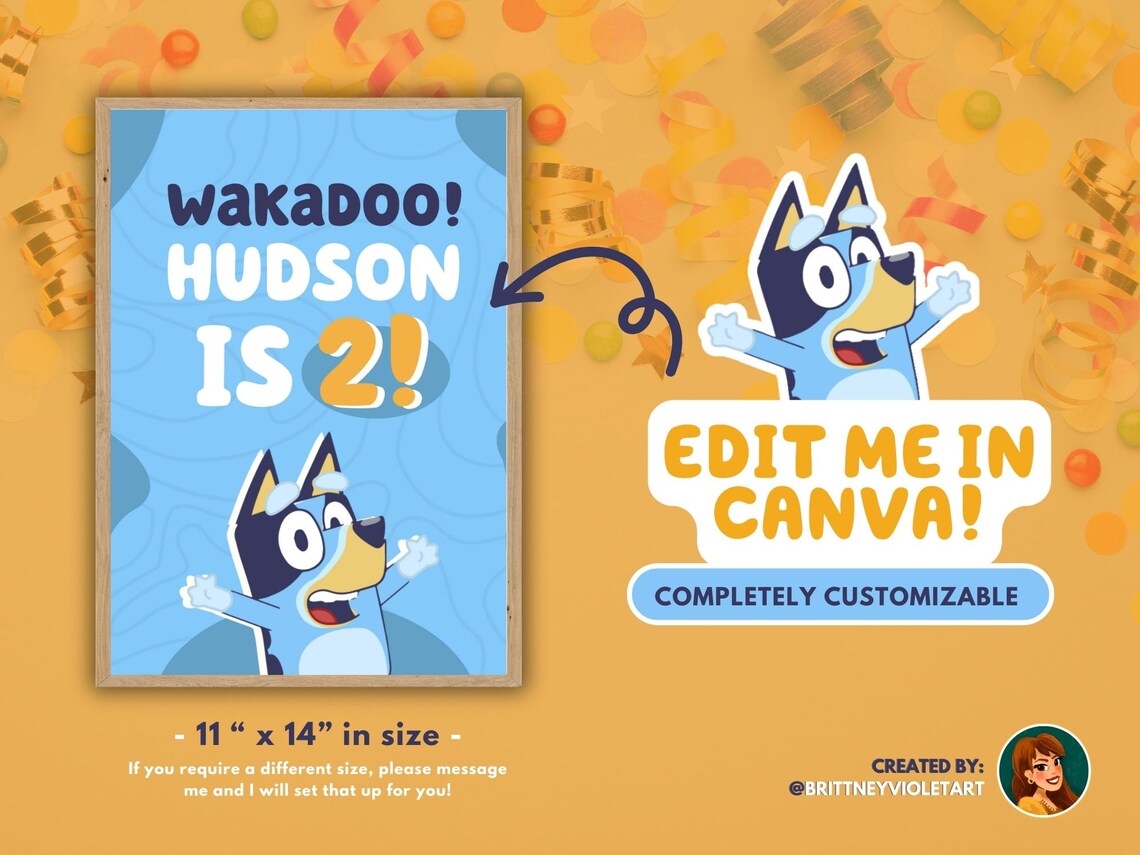 Bluey Themed Poster | Editable | Birthday Party | Welcome - Etsy