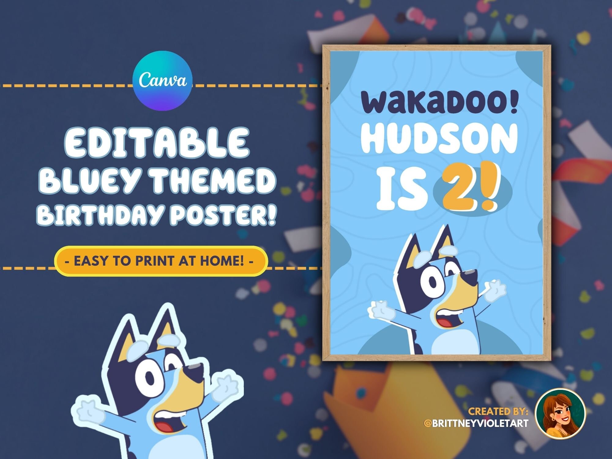 Bluey Themed Poster | Editable | Birthday Party | Welcome - Etsy