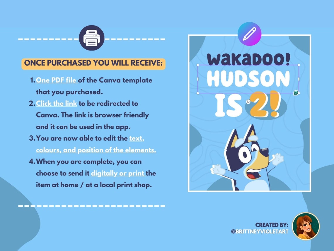 Bluey Themed Poster | Editable | Birthday Party | Welcome - Etsy