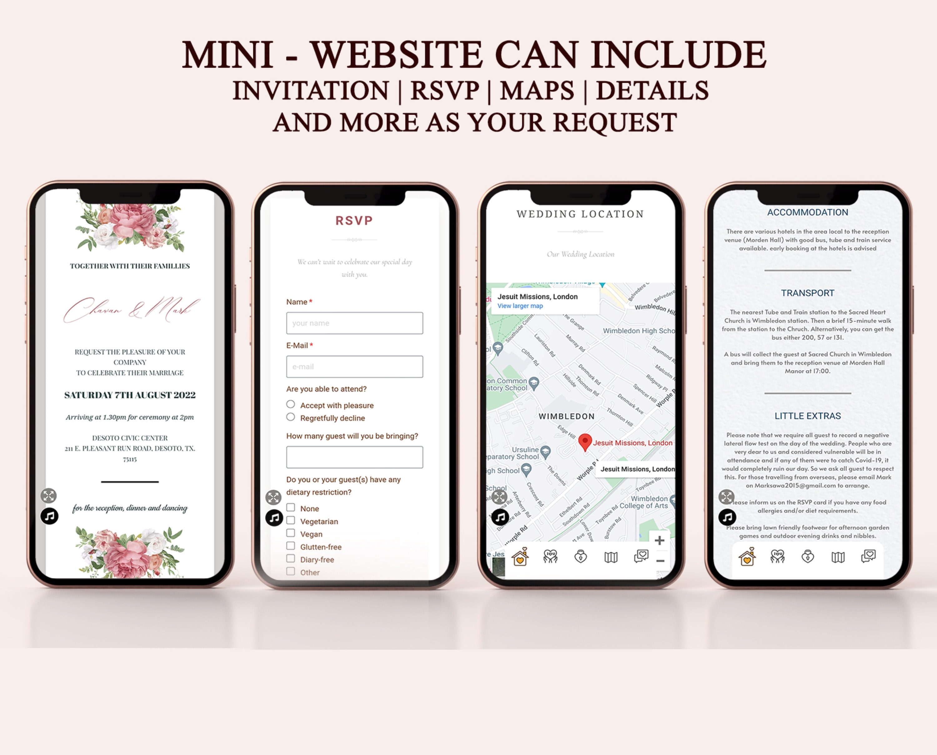 Digital Wedding Invitation & RSVP - Mini Wedding Website - Red Roses ...