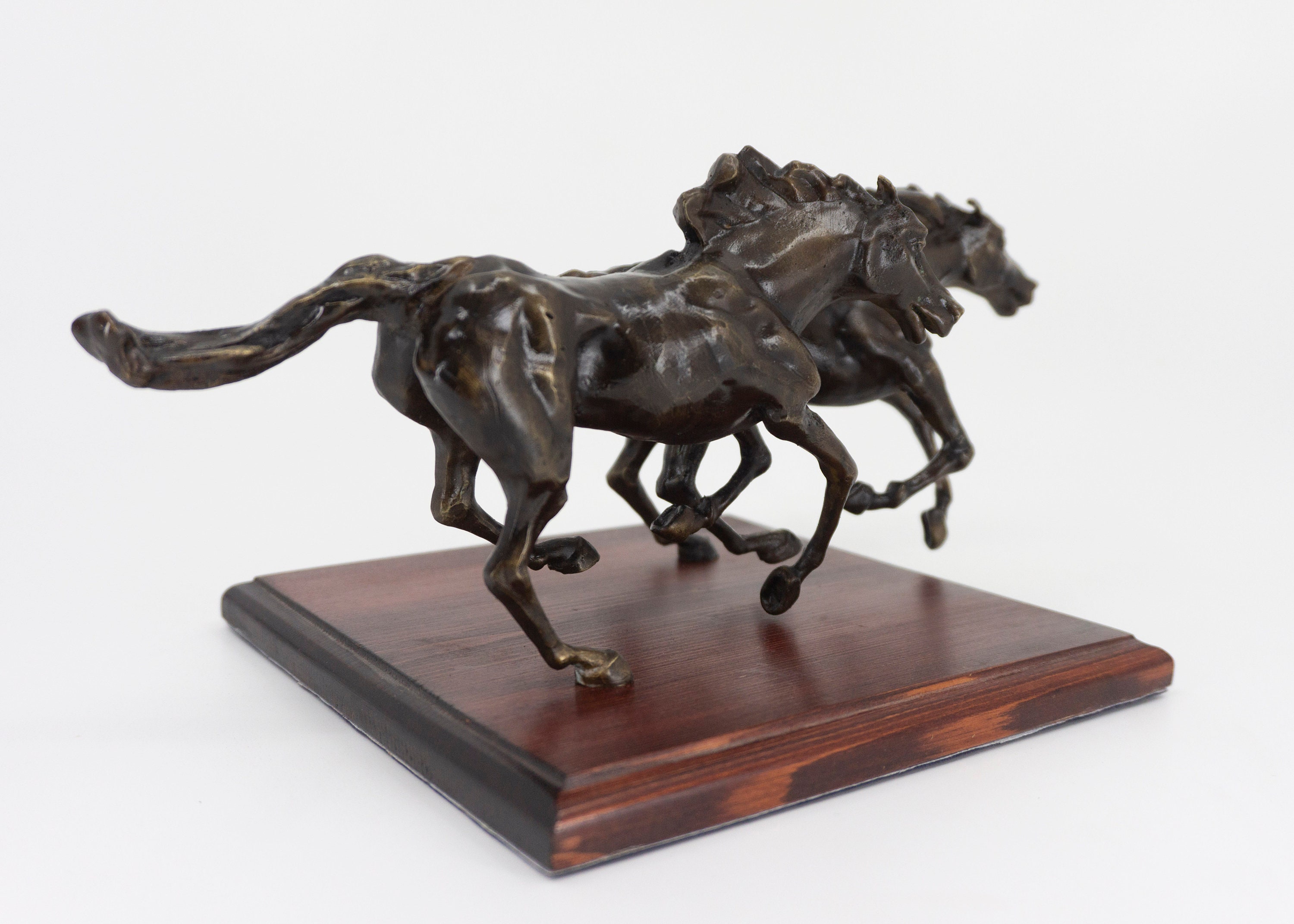 Pair of Running Horses Bronze Sculpture | Home Decor Statue | Galloping ...
