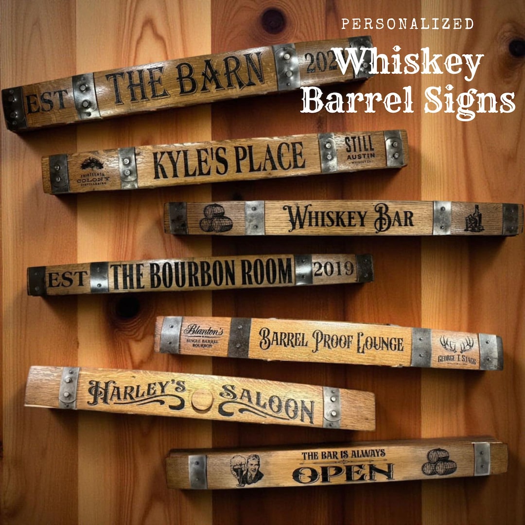 Custom Whiskey Barrel Sign: Handcrafted Bourbon Decor for Man Cave - 35 ...