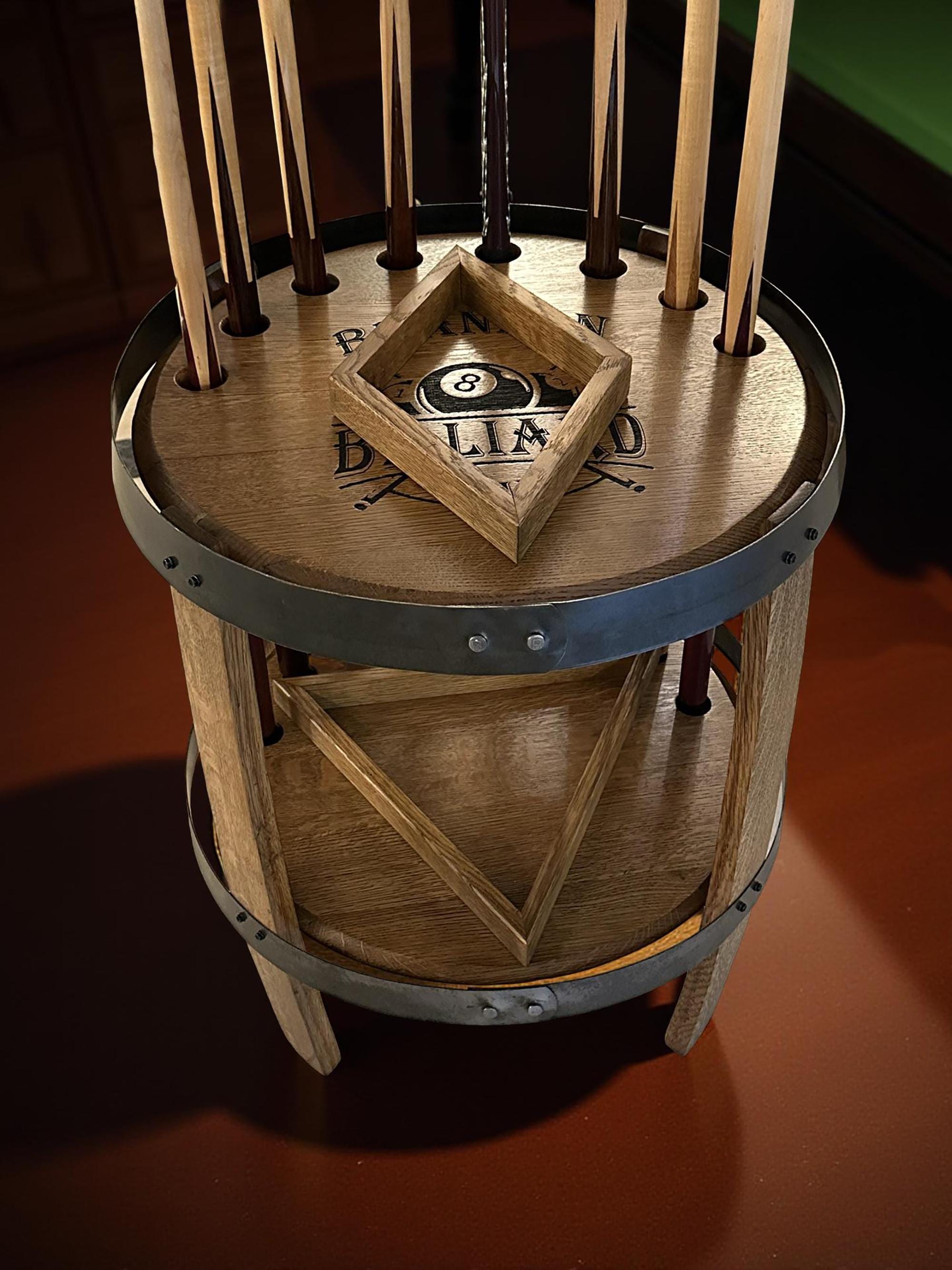Rustic Whiskey Barrel Pool Cue Rack: Man Cave Billiards Storage - Etsy
