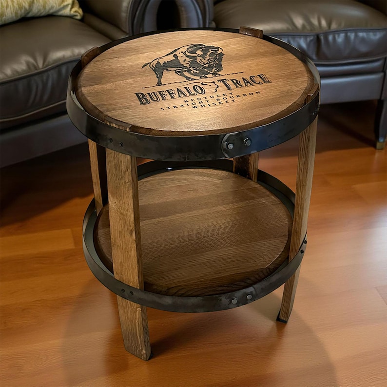 Rustic Whiskey Barrel Side Table: Reclaimed Wood, Man Cave Bar Decor - Etsy