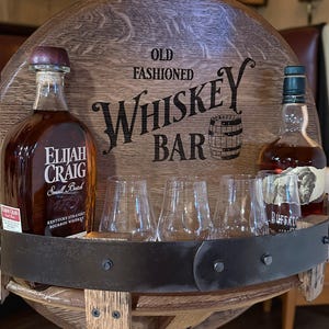 Whiskey Shelf - Rustic Bourbon Barrel Whiskey Wine Display for Bar ...