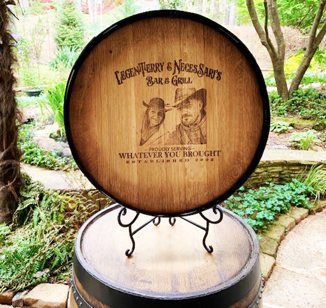 Bourbon Barrel Signs, Whiskey Barrel Signs, Serving Tray Bar Sign ...