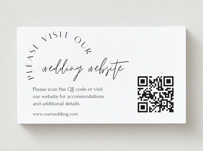QR Code Wedding Website Card Canva Template - Etsy
