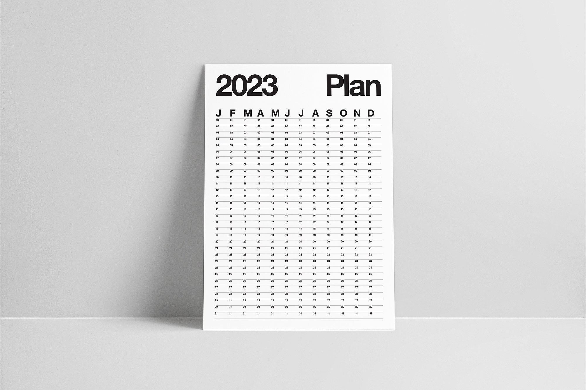 Minimal 2023 Wall Planner - 2023 Calendar - Minimalist Brutalist Design ...