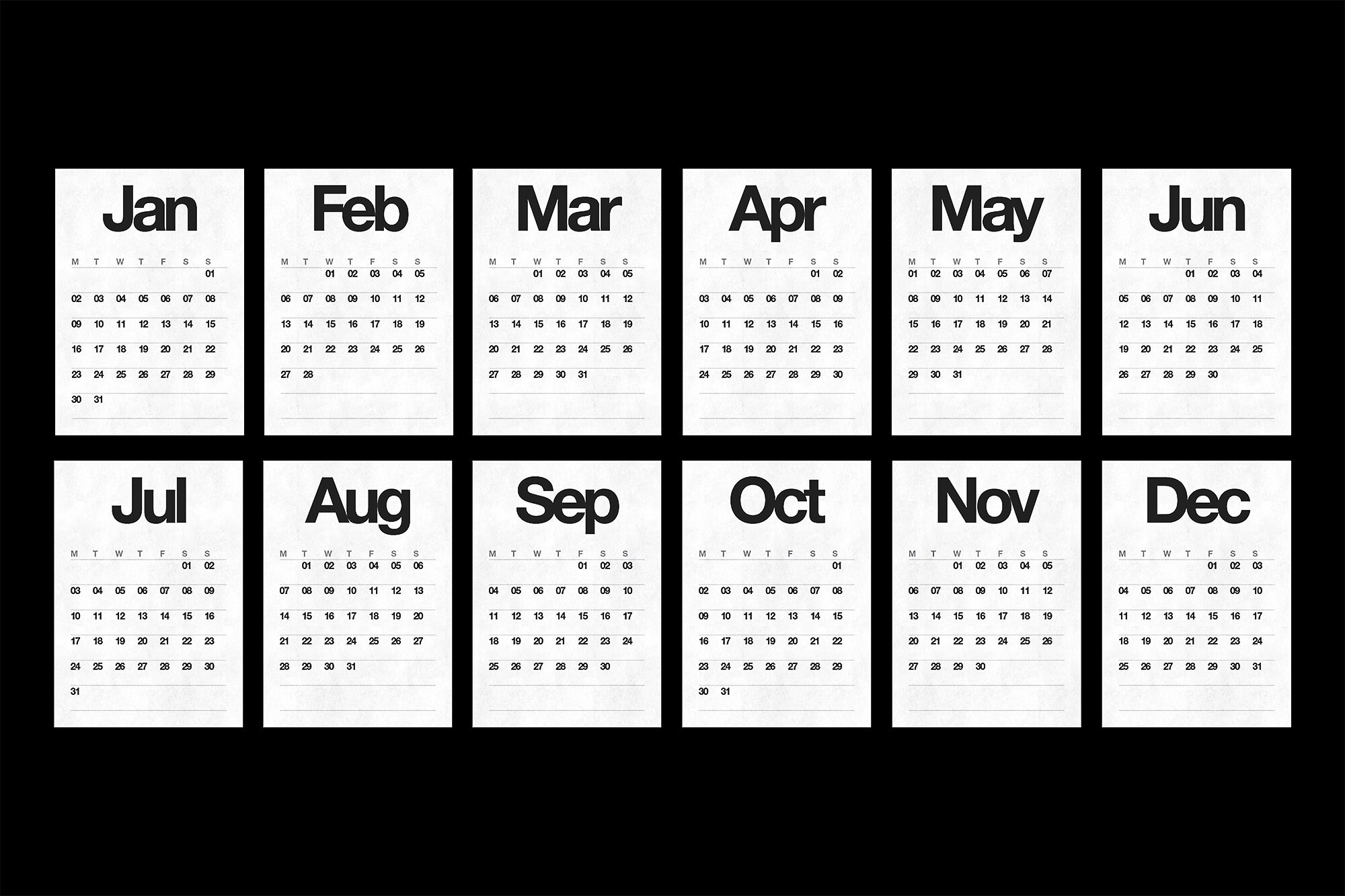 A4 Monthly Wall Calendar - 2023 Planner - Minimalist Brutalist Design ...