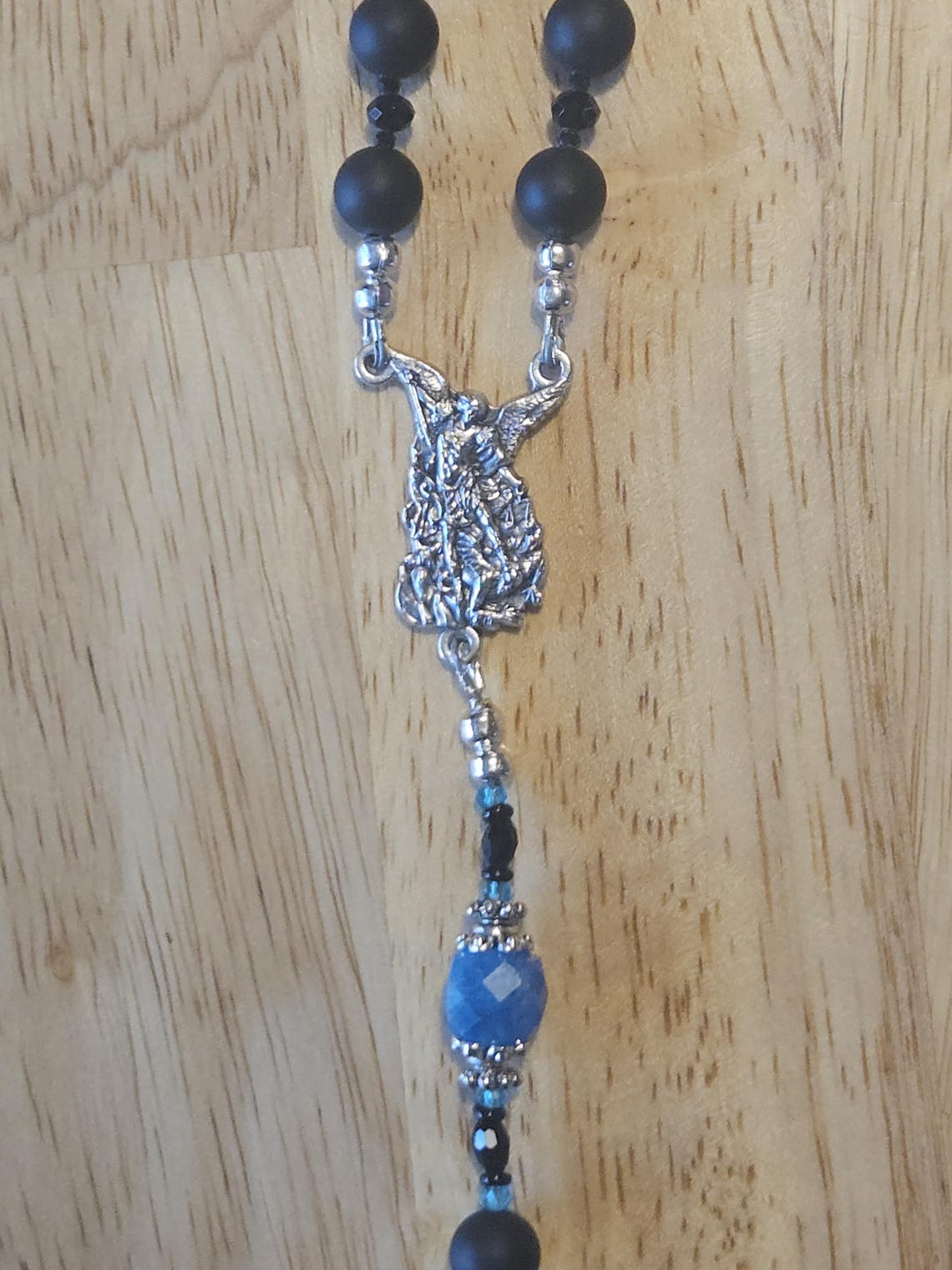 St. Michael the Archangel Rosary - Jet Black & Stormy Blue - Etsy