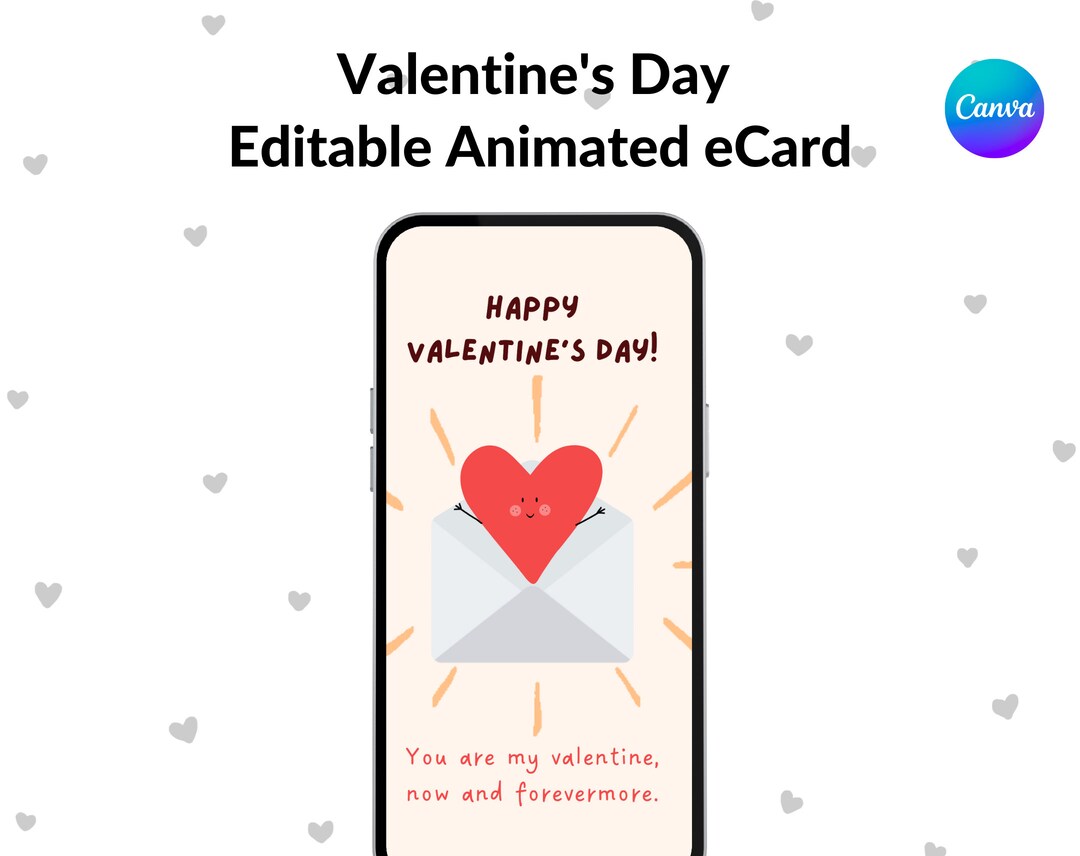 Valentine's Day Digital E-greeting Ecard Editable Canva Template - Etsy