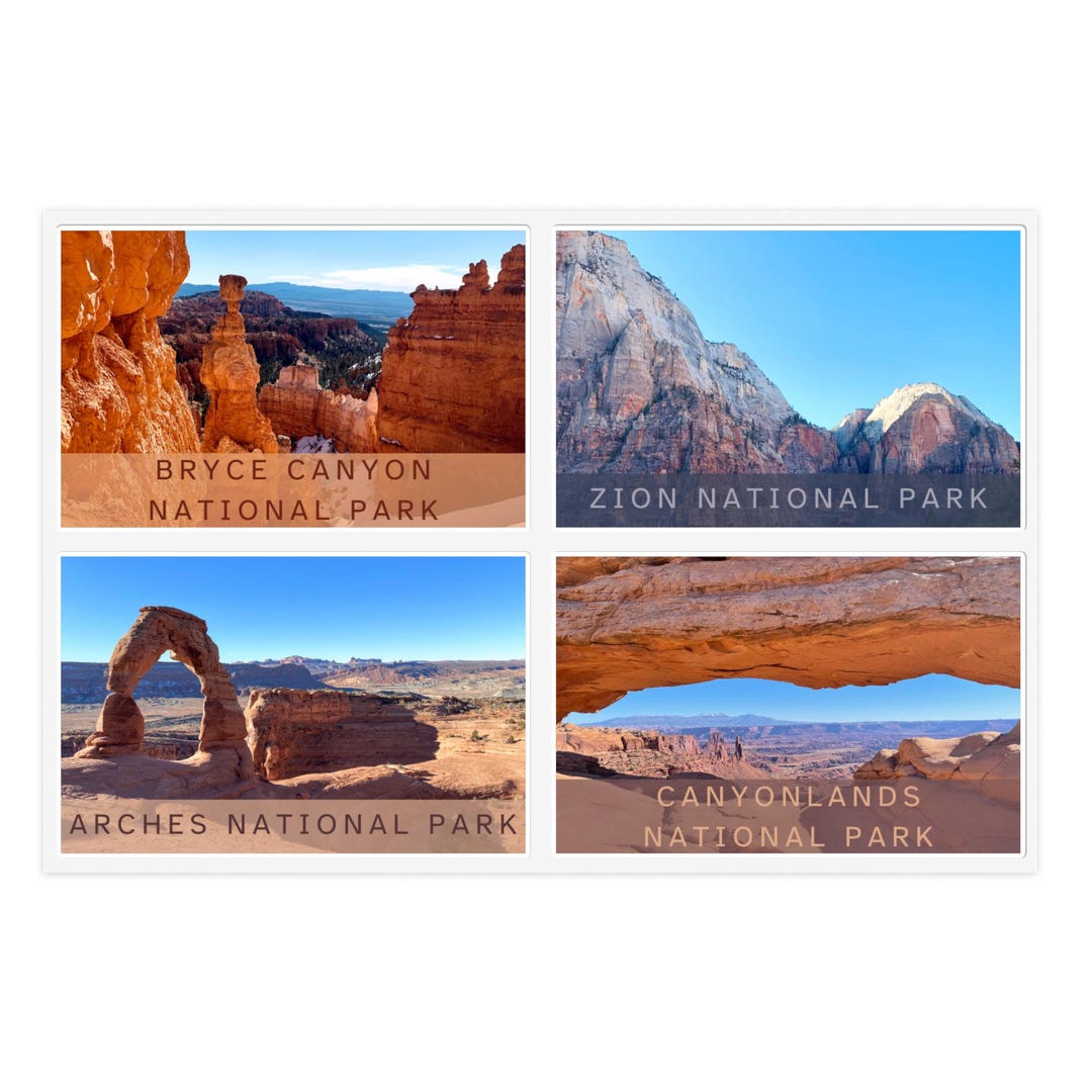 National Parks Sticker Sheets, Utah Stickers, Travel Scrapbooking Decor ...