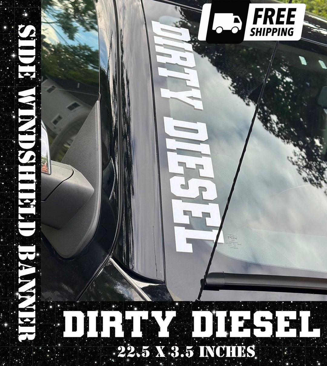 Dirty Diesel Side Windshield Banner Die Cut Vinyl Decal Ford Dodge ...