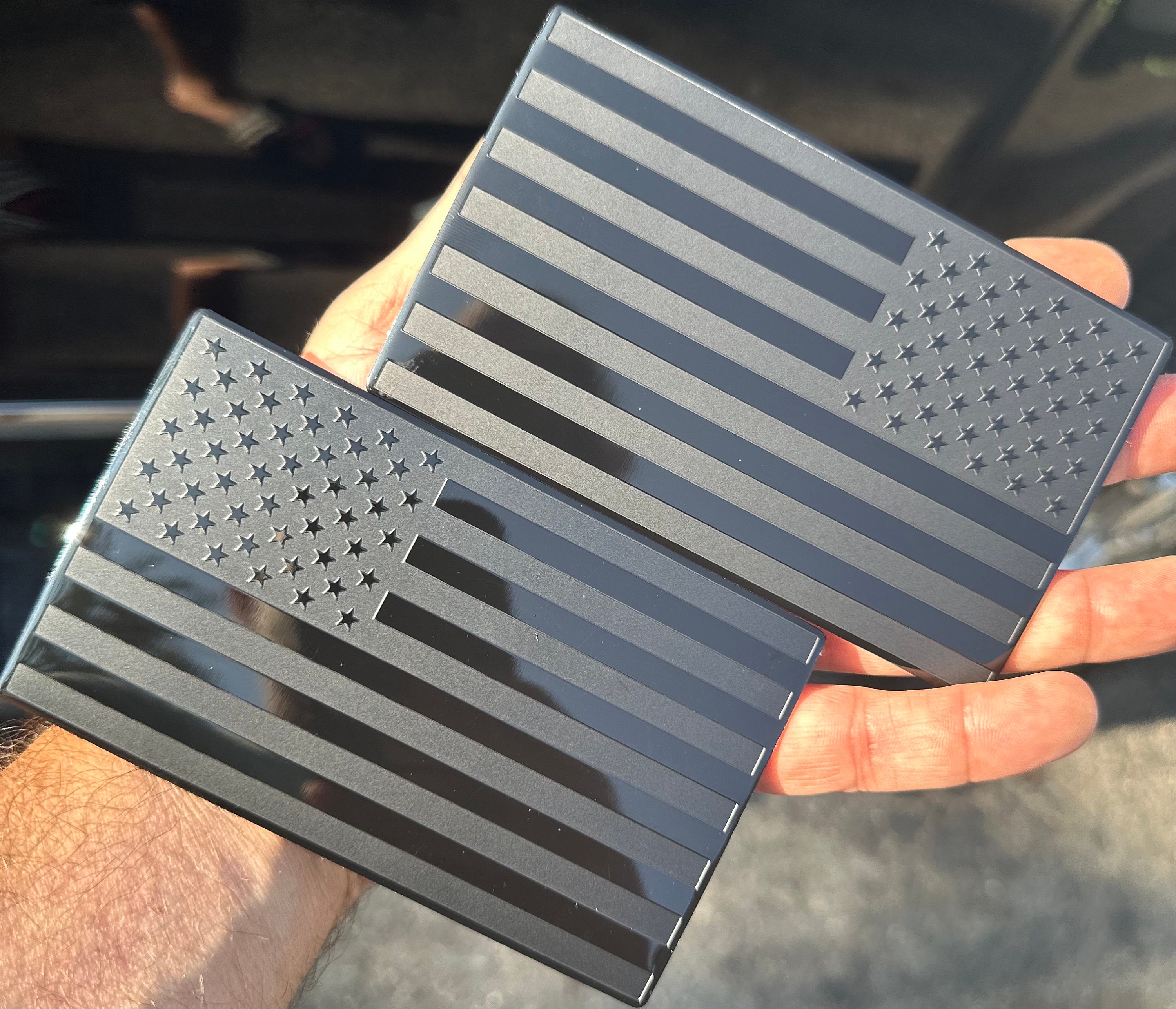 USA Black Metal Like Flag Emblem for Cars, Trucks, SUV, Red Line ...