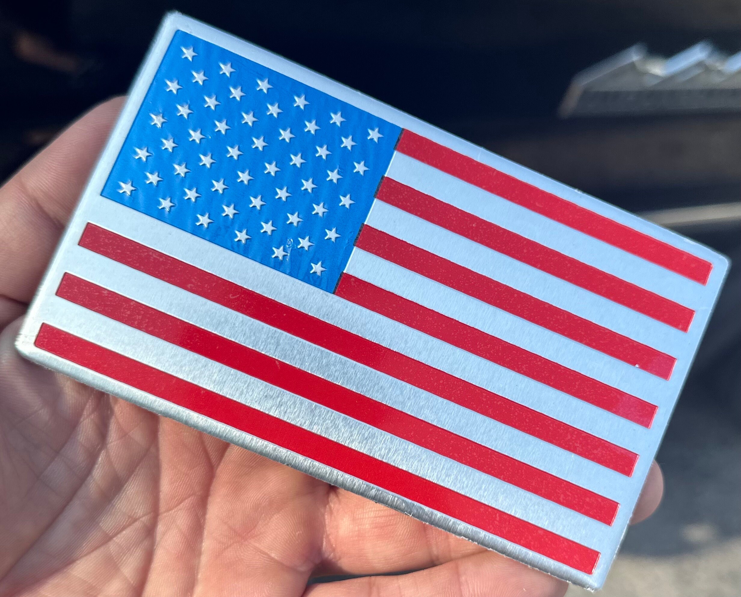 USA Black Metal Like Flag Emblem for Cars, Trucks, SUV, Red Line ...