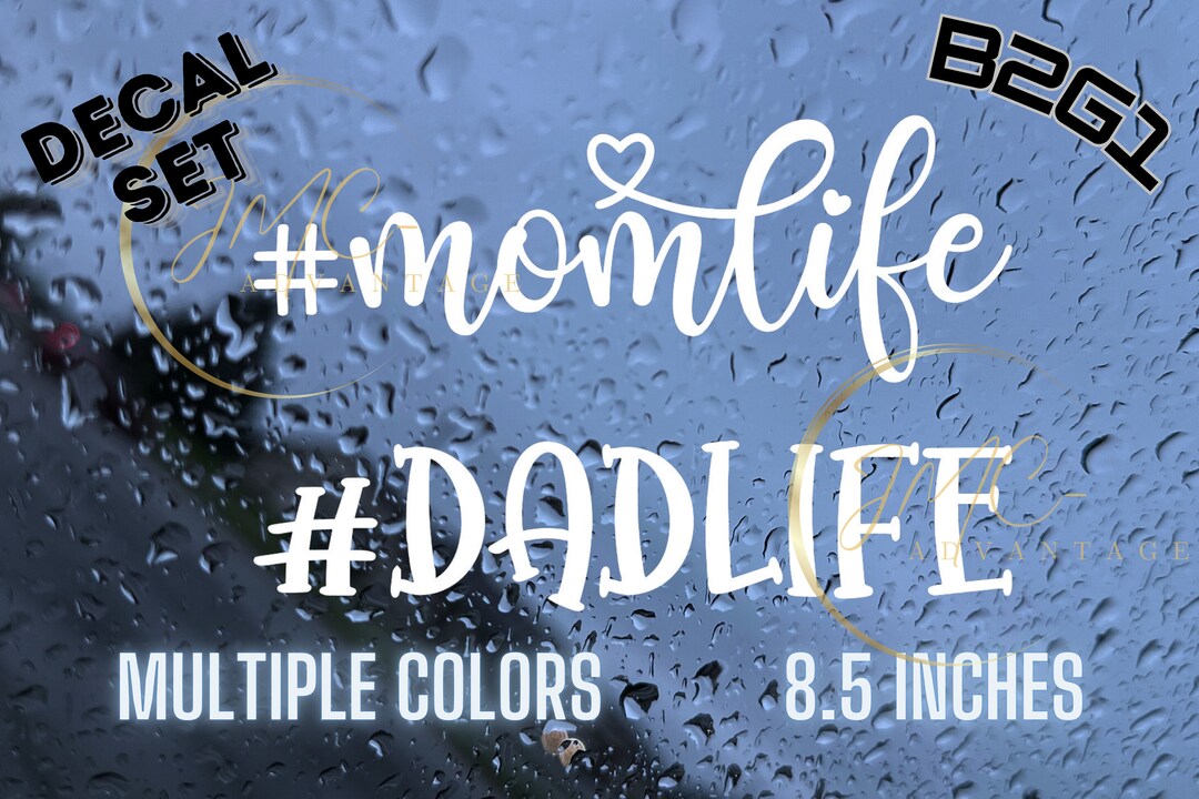 Momlife & Dad Life Decal Set 8.5 Inches Mom Life Dad Life Minivan Truck ...