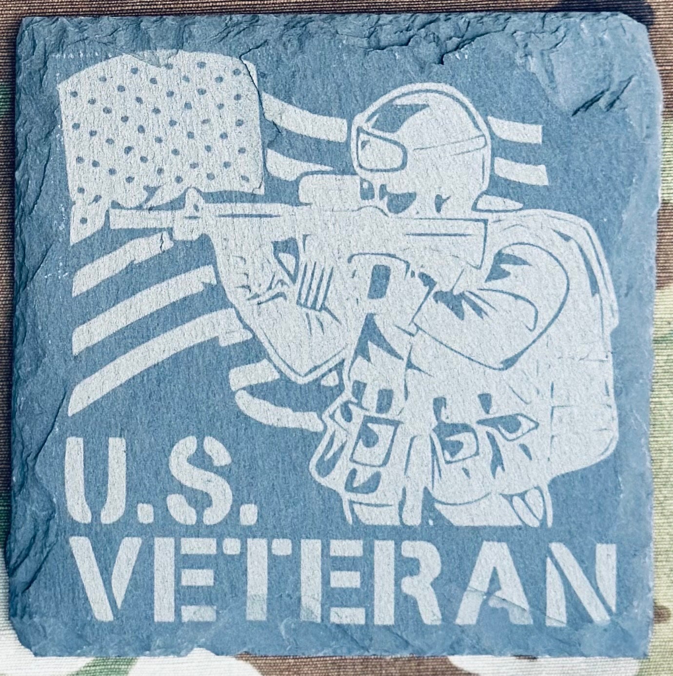 Military Inspired Natural Slate Coasters Engraved, Military Life, Man ...