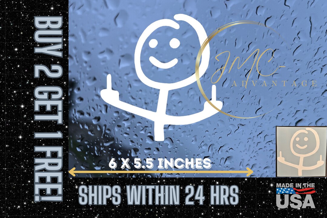 Funny Car Decal Left Facing Stick Man Middle Finger Jdm Drift Funny ...