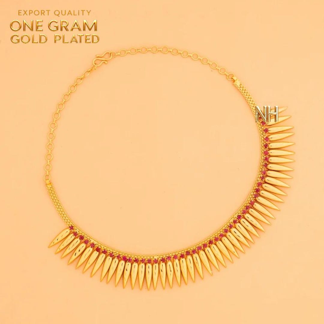 Traditional Mulla Mottu Choker | Kerala Short Necklace | Gold Plated ...
