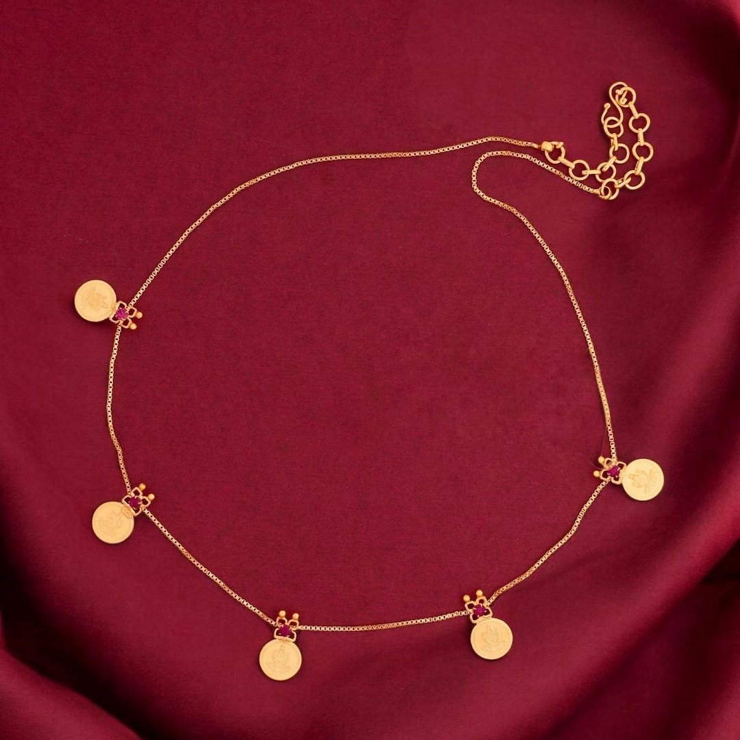 Kerala Invisible Kasu Mala, Traditional Short Coin Necklace, South ...