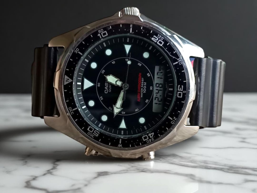Vintage Casio Marine Gear Arnie AMW-320R Men's Ana-digi Watch, Dual ...