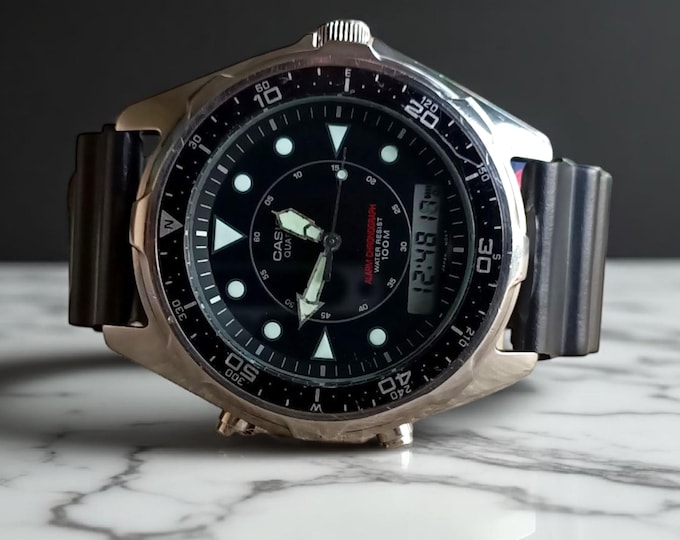 Vintage Casio Arnie Watch | Rare Ana Digi Watch | 90s Dual Time Sports ...
