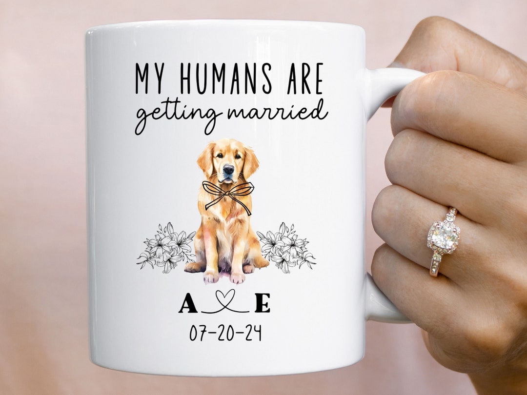 Engaged Mug Golden Retriever Gift Custom Bridal Pet Lover Mug ...