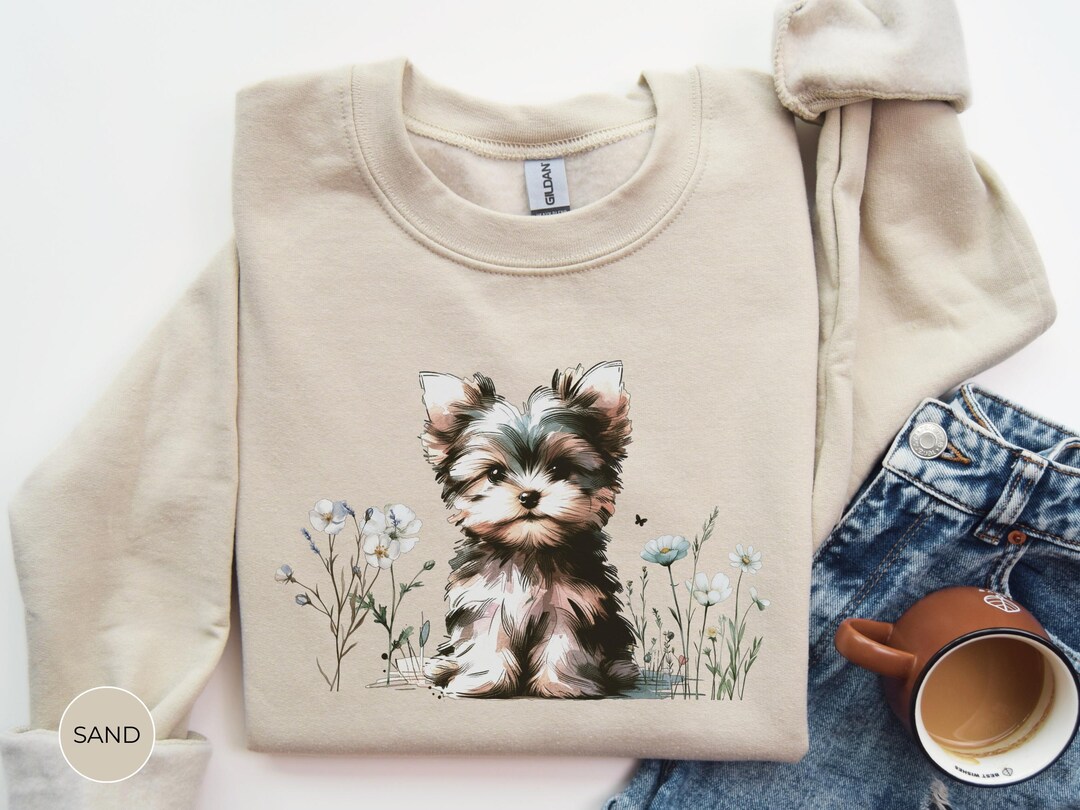 Yorkie Lover Sweatshirt Cute Yorkshire Terrier Dog Mom Gift for Girl ...