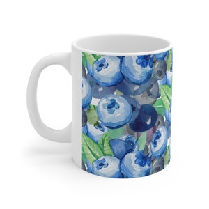 Blueberry Watercolor Coffee Mug, Cute Blueberry Lover Mug, Tea Cup With ...