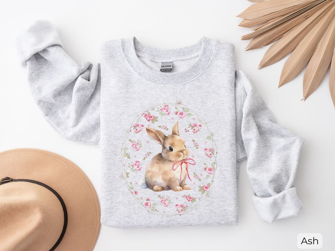 Bunny Sweatshirt, Coquette Aesthetic, Floral Girly Sweater, Cottagecore ...