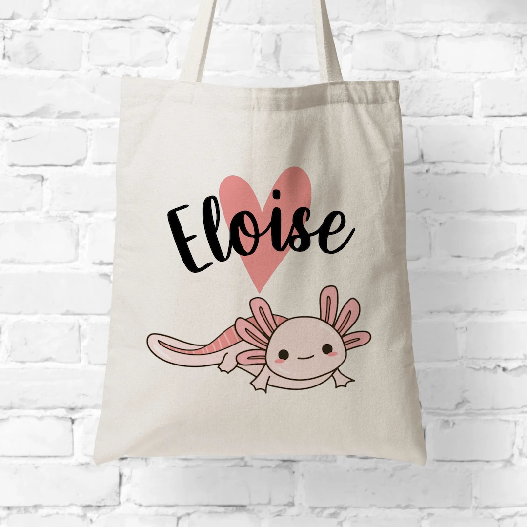 Custom Name Axolotl Bag, Personalized Axolotl Lover Gift, Baby Axolotl ...