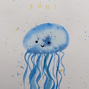 Happy Jellyfish Note Cards Set of Four, Blank Inside - Etsy