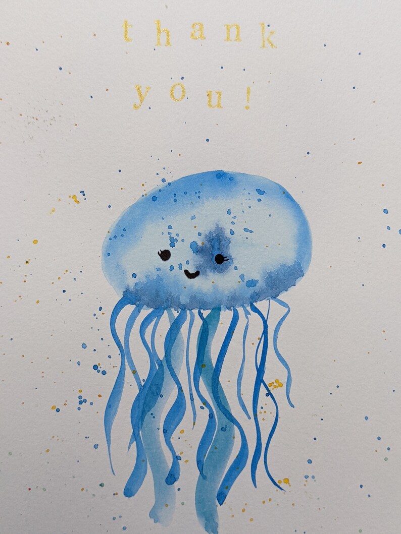 Happy Jellyfish Note Cards Set of Four, Blank Inside - Etsy