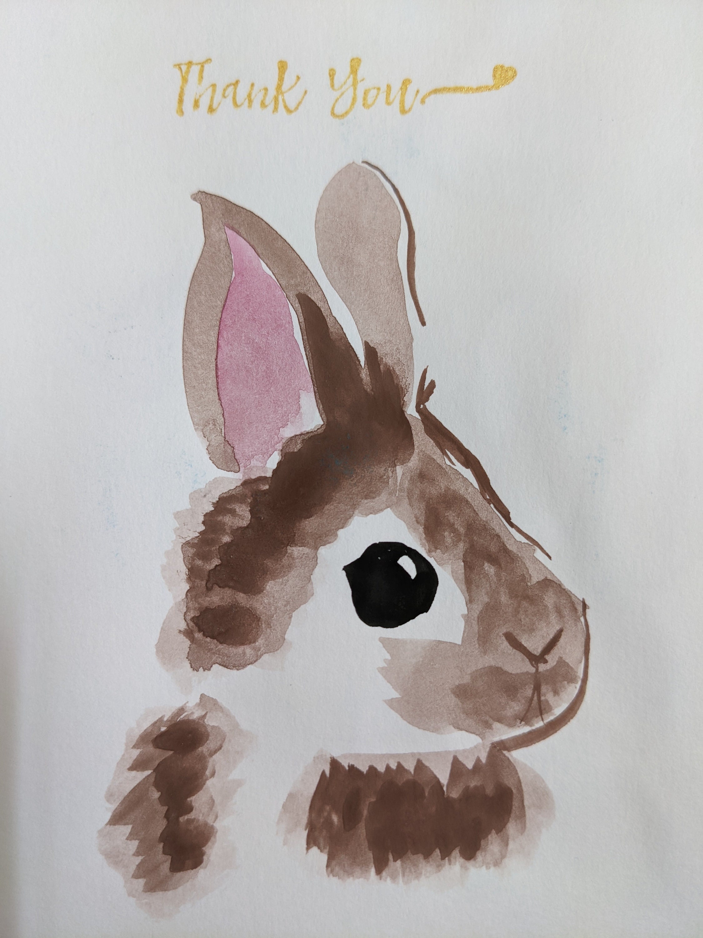 Bunny Rabbit Thank You Cards Set of Four, Blank Inside Easter - Etsy