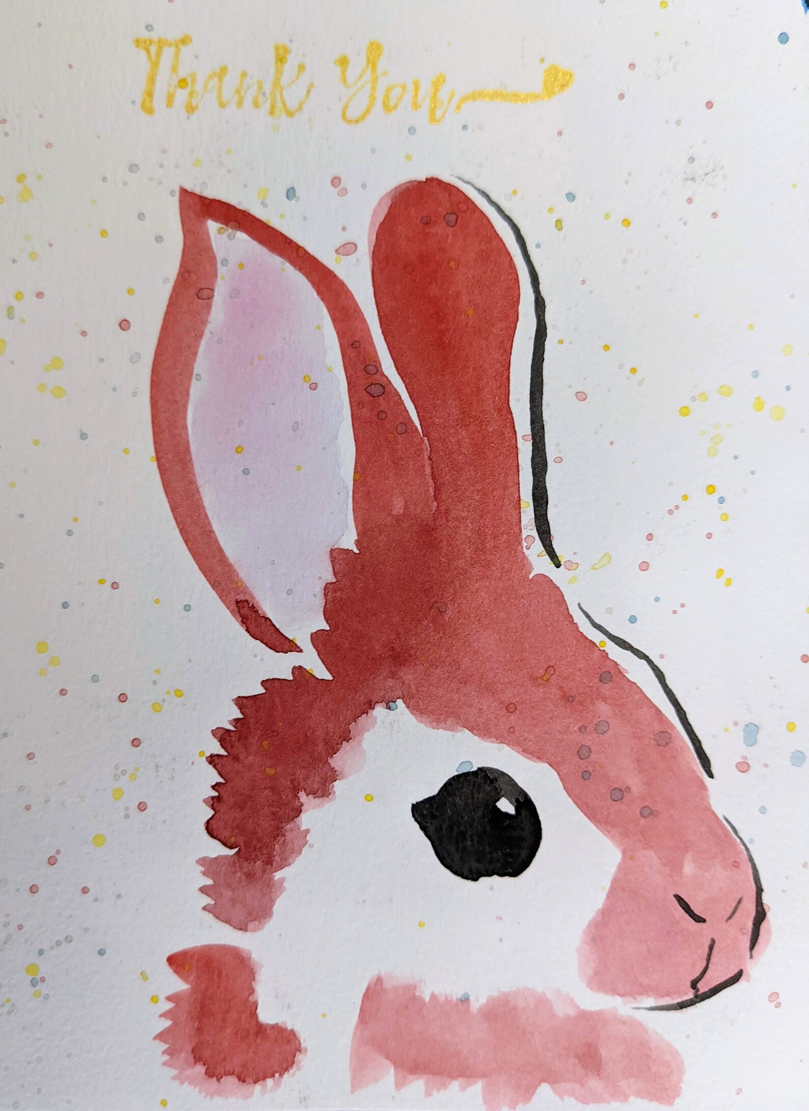 Sprinkle Bunny Thank You Cards Set of Four, Blank Inside Easter Bunny ...