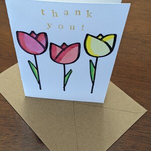 Tulip Note Cards Set of Four, Blank Inside - Etsy
