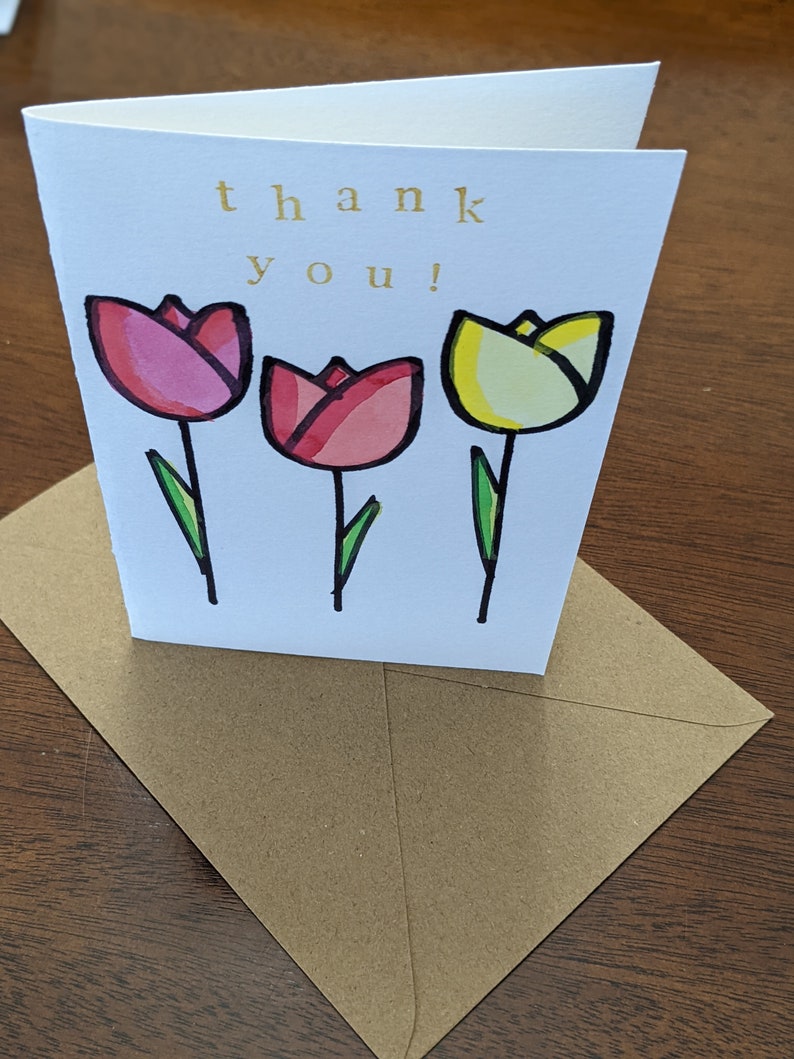 Tulip Note Cards Set of Four Blank Inside - Etsy
