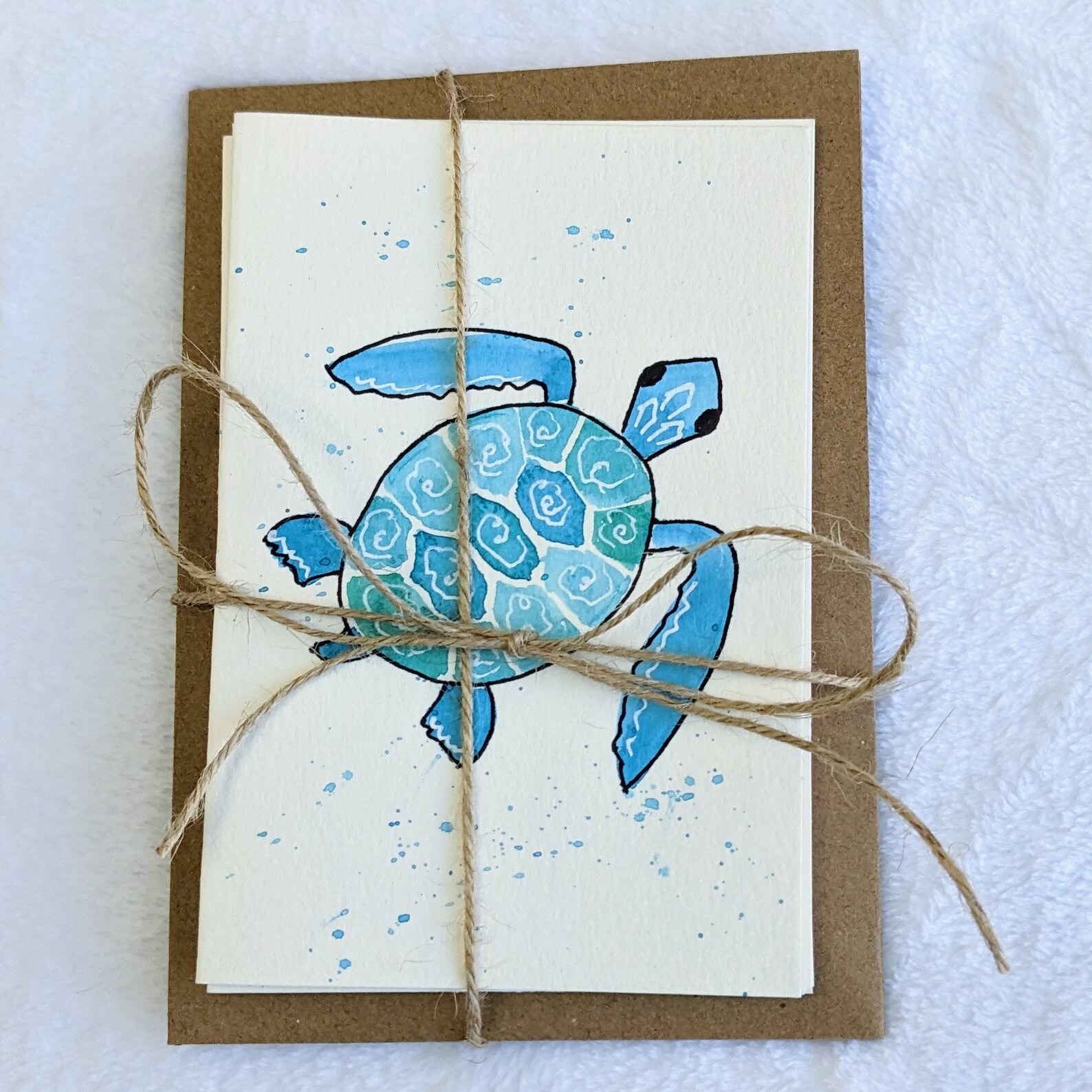 Sea Turtle Thank You Cards Set of Four, Blank Inside - Etsy