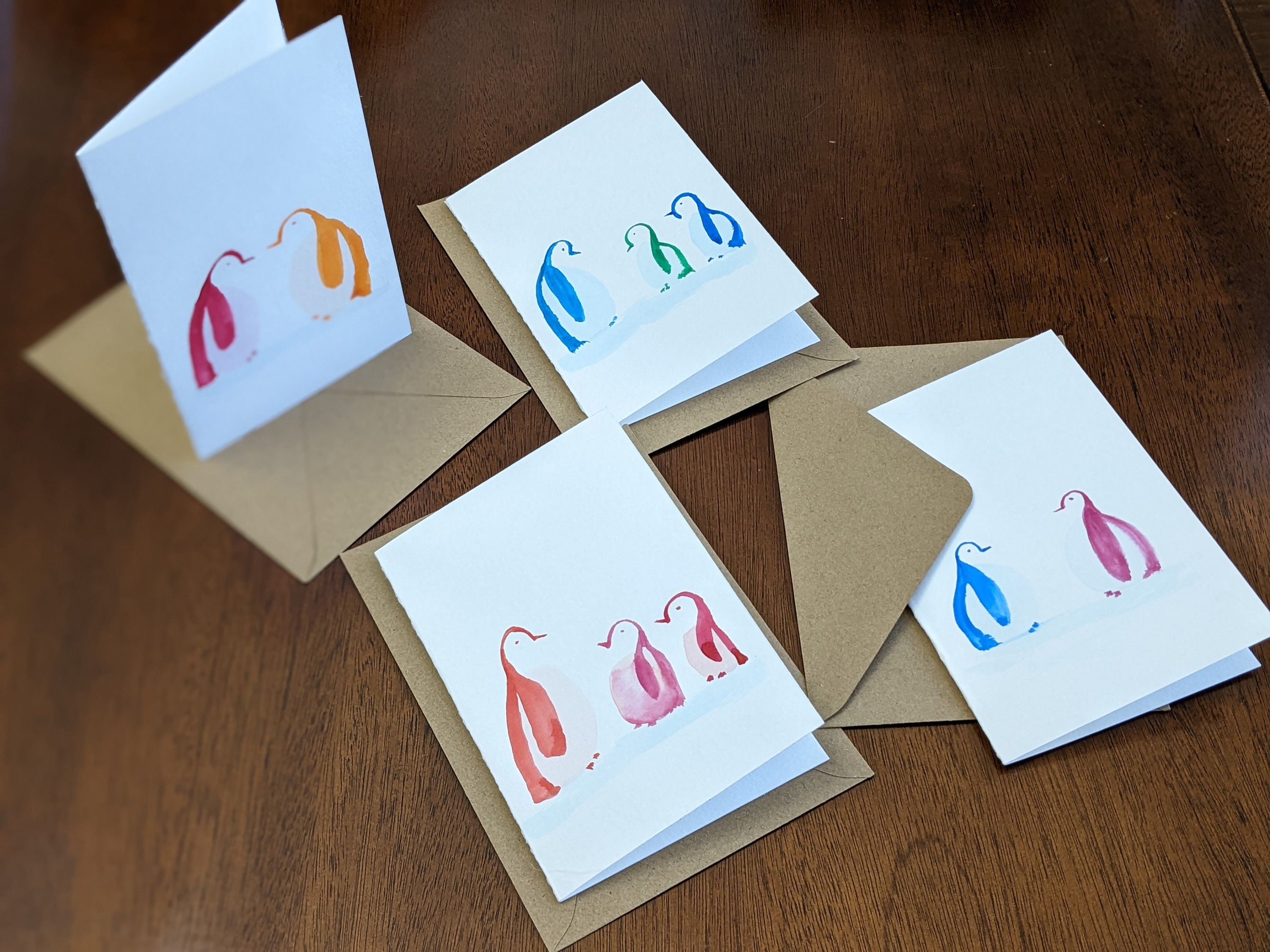 Penguin Note Cards Set of Four, Blank Inside - Etsy