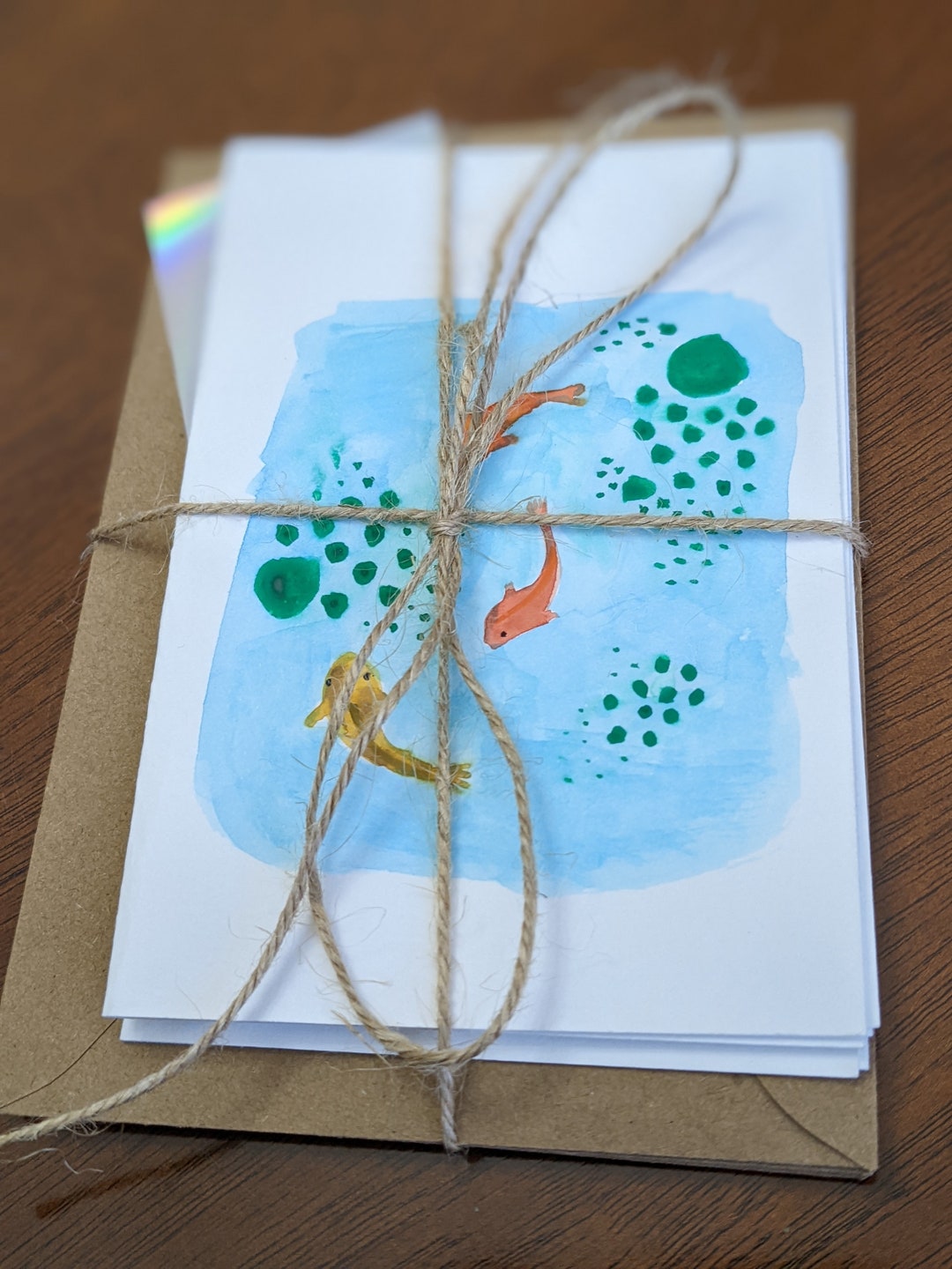 Koi Pond Note Card Set of Four, Blank Inside - Etsy