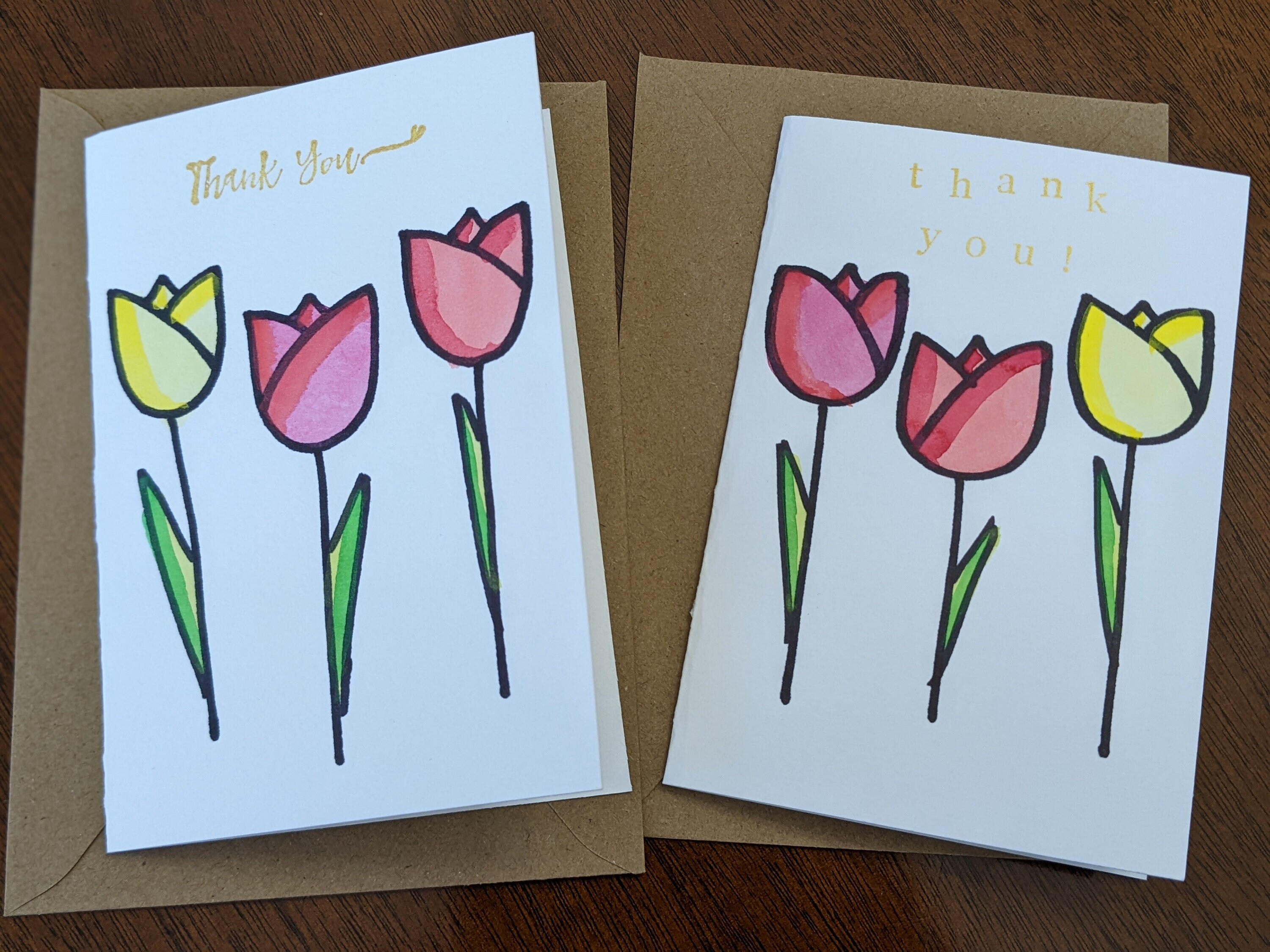 Tulip Note Cards Set of Four, Blank Inside - Etsy