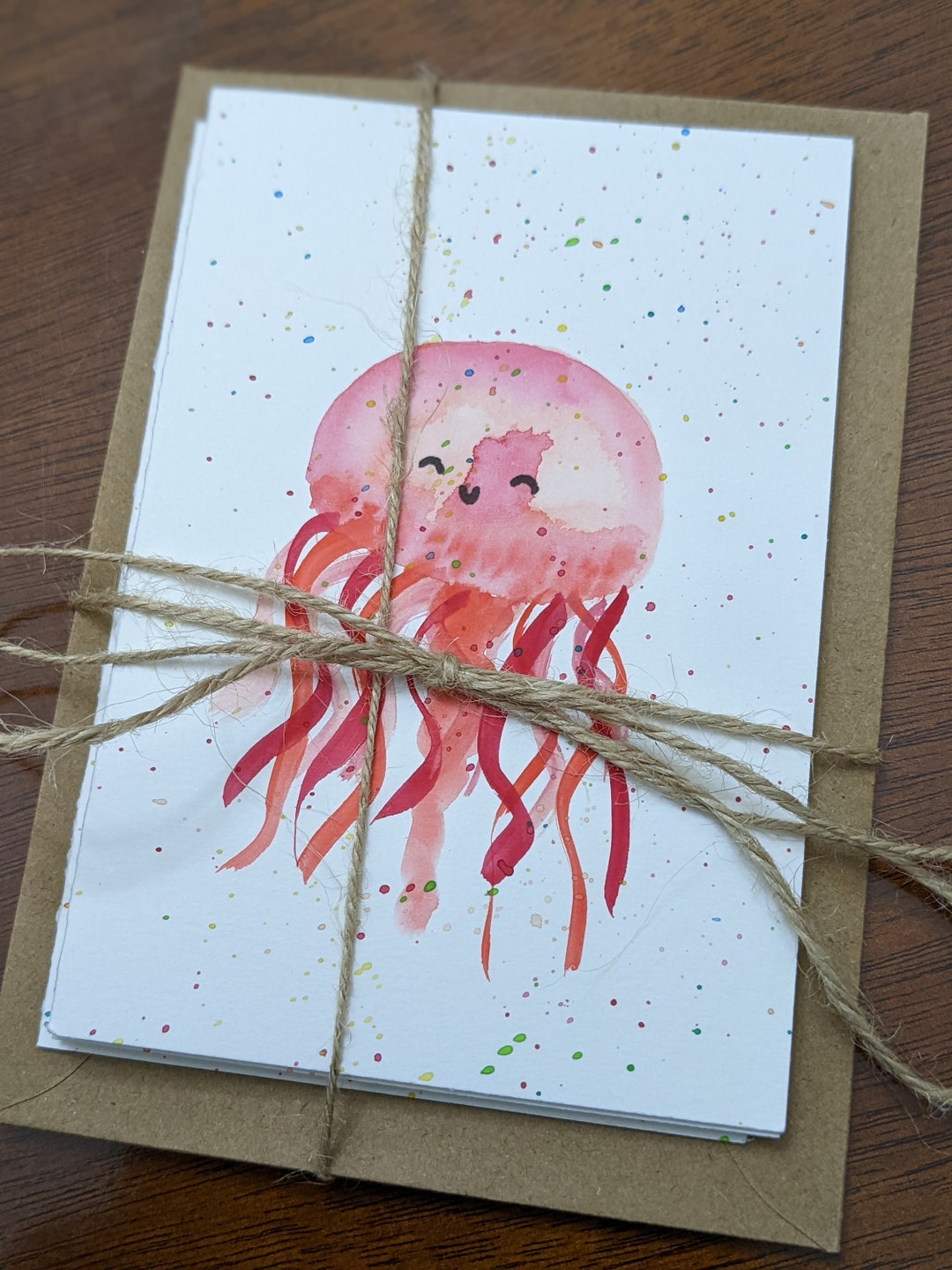 Happy Jellyfish Note Cards Set of Four, Blank Inside - Etsy