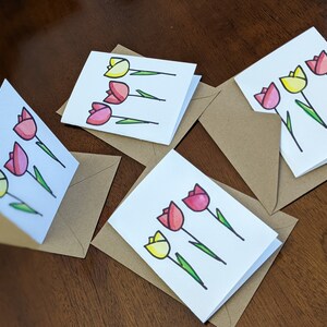 Tulip Note Cards Set of Four, Blank Inside - Etsy