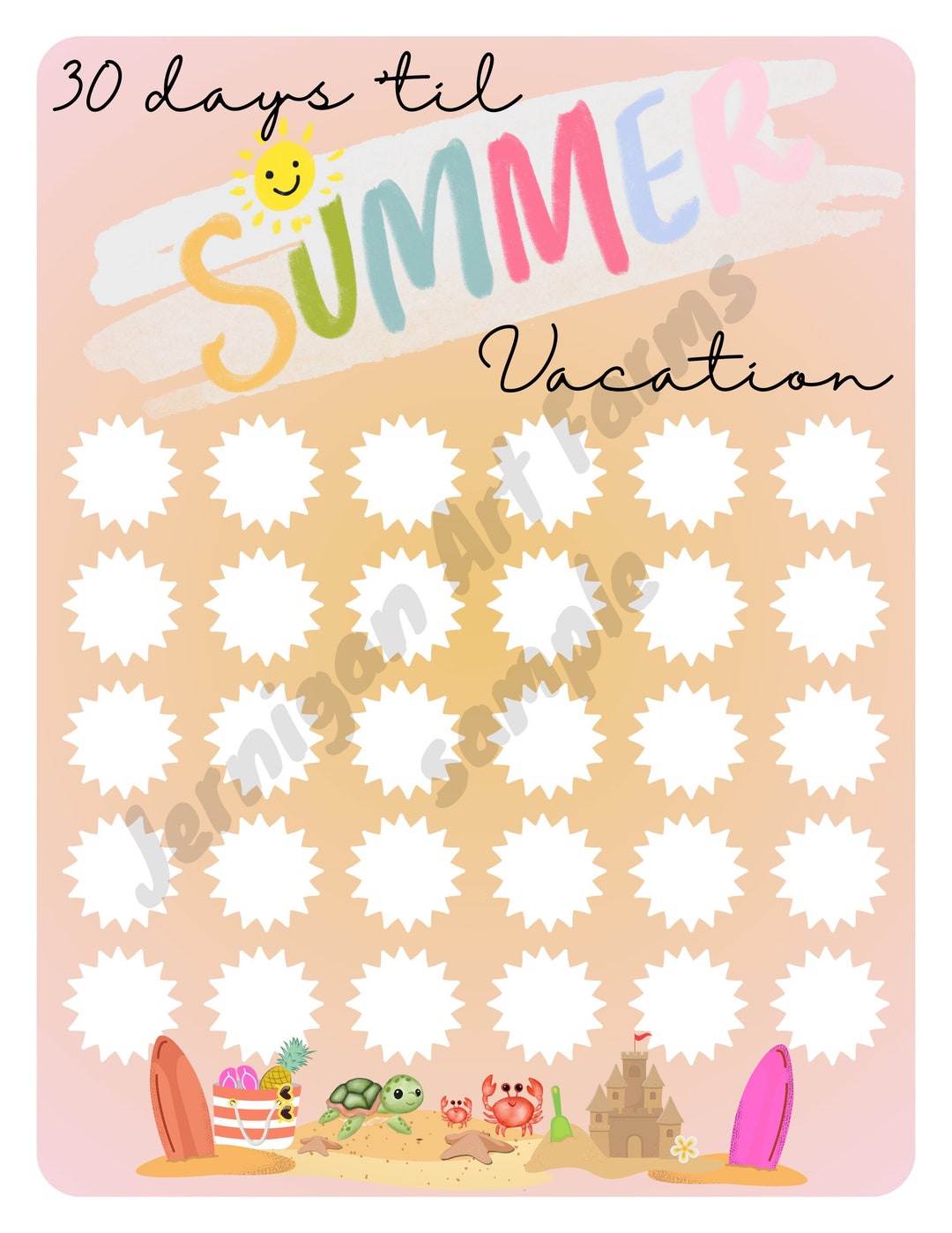 30 Days Summer Vacation Countdown Beach Theme - Etsy