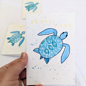Sea Turtle Thank You Cards Set of Four, Blank Inside - Etsy