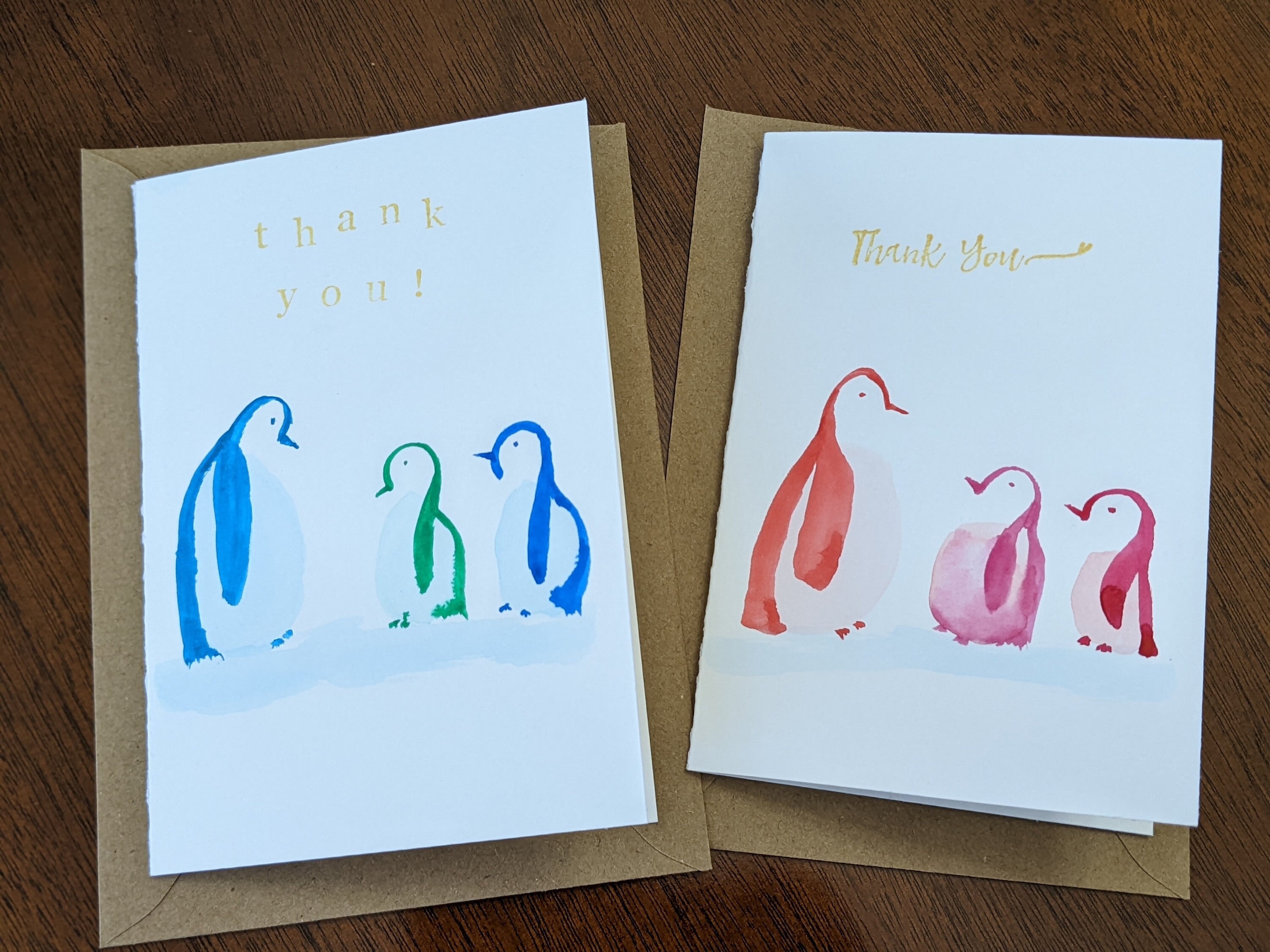 Penguin Note Cards Set of Four, Blank Inside - Etsy